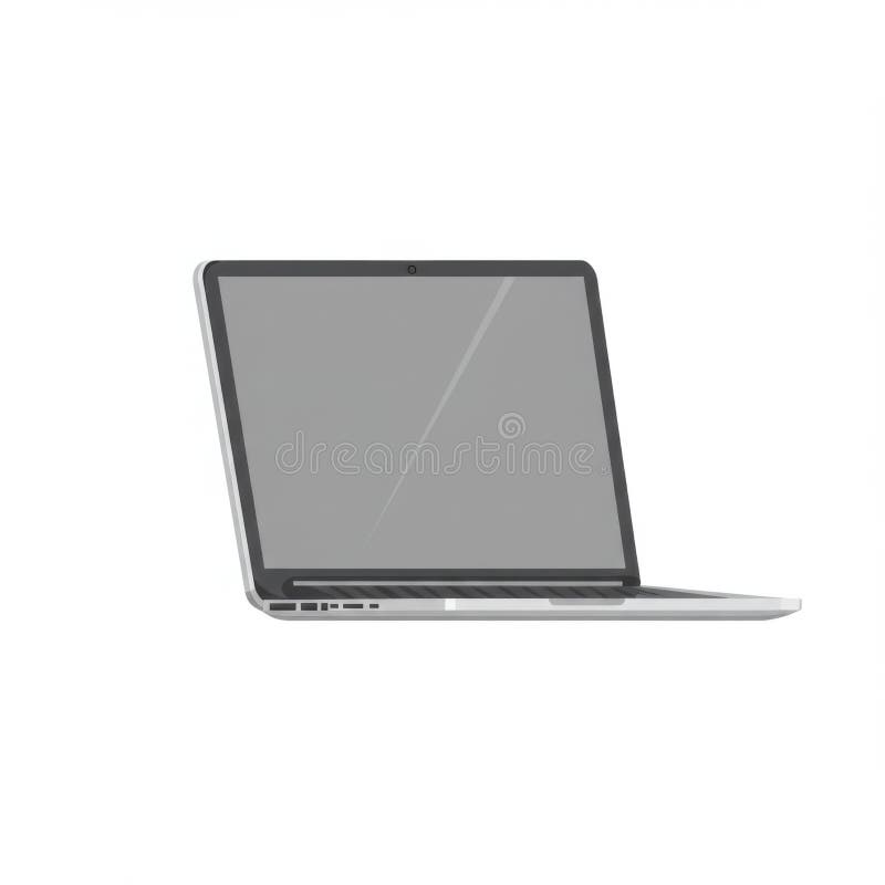 Grey Silver Laptop Computer on White Background Stock Illustration ...