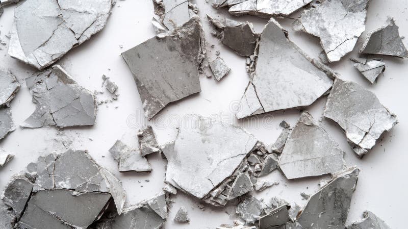 Grey and Silver Makeup Powder Fragments on White Background Stock ...