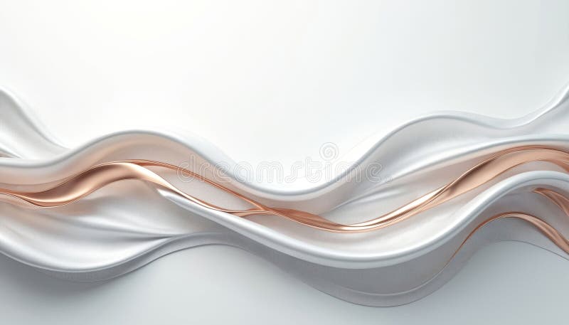 Grey Silver Smooth Waves with Curved Bronze Lines Background. Abstract ...
