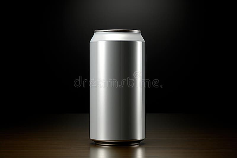 Grey Silver Tin Can for Drinks on the Background. Mockup for Copy Space ...