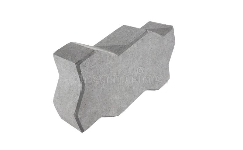 Grey Single Lock Paving Brick. Isolated on White Background Stock ...