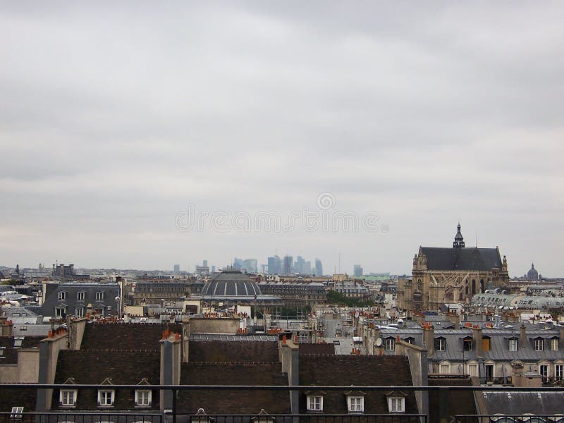 Grey Sky Over the Roofs of Paris on a Cloudy Spring Day Stock Photo ...
