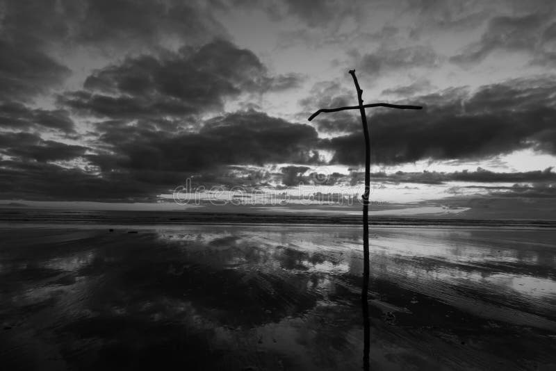 Grey Sky Stick Cross stock photo. Image of jesus, religion - 41553894