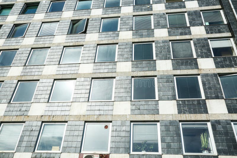 Grey Skyscraper with Blue Sky Stock Photo - Image of housing ...