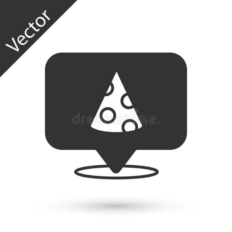 Grey Slice of Pizza Icon Isolated on White Background. Fast Food Menu ...