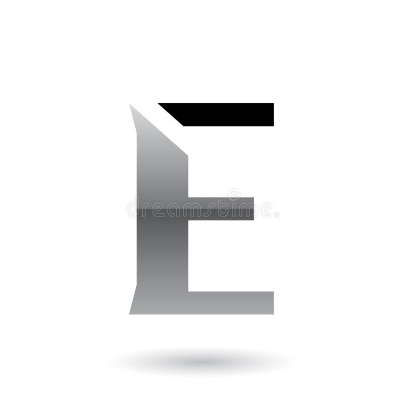 Grey Sliced Letter E Vector Illustration Stock Vector - Illustration of ...