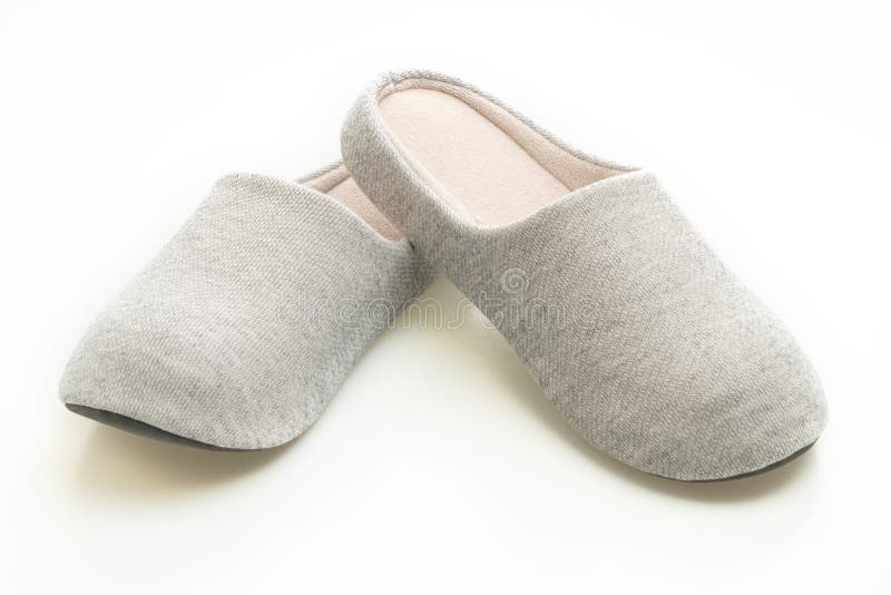 Grey Slipper on White Background Stock Photo - Image of fashion, cozy ...