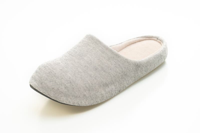 Grey Slipper on White Background Stock Photo - Image of fashion, cozy ...