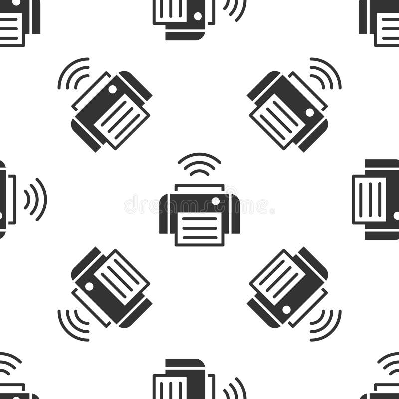Grey Smart Printer System Icon Isolated Seamless Pattern on White ...