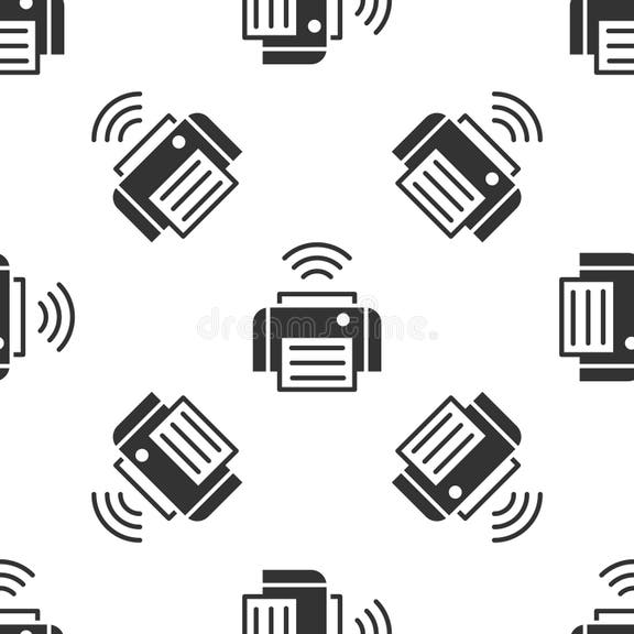 Grey Smart Printer System Icon Isolated Seamless Pattern on White ...