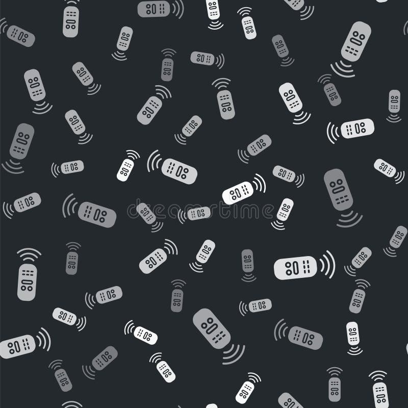 Grey Smart Remote Control System Icon Isolated Seamless Pattern on ...