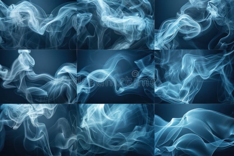 Grey Smoke Collage on Black Background Stock Illustration ...