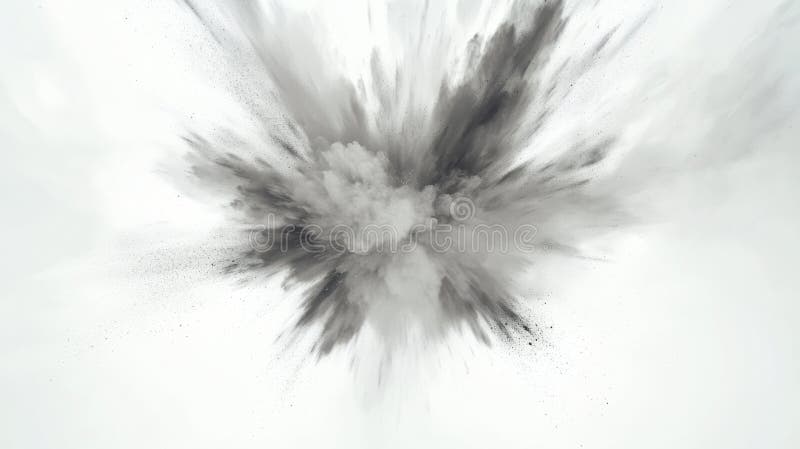 Grey Smoke Explosion on White Background, Abstract Powder Burst. Energy ...