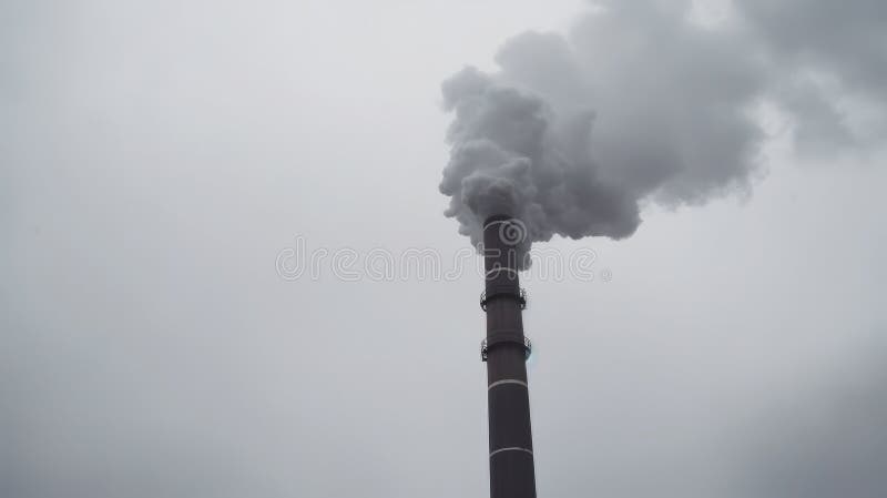 Grey Smoke from Industrial Chimney in a Grey Sky Stock Illustration ...