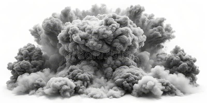 Grey Smoke Plume 3D Render, Explosive Concept Stock Illustration ...