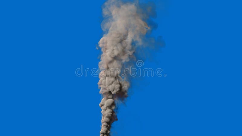 Grey Smoke Pollution Column Isolated on Blue Sky Bg, Isolated - Object ...