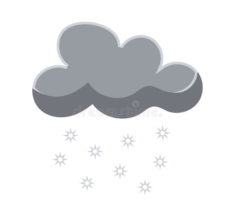 Grey Snow Cloud and Falling Snowflakes. Weather Forecast Element Stock ...