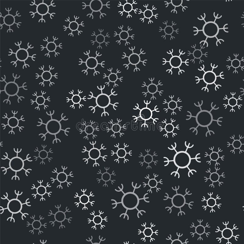 Grey Snowflake Icon Isolated Seamless Pattern on Black Background ...
