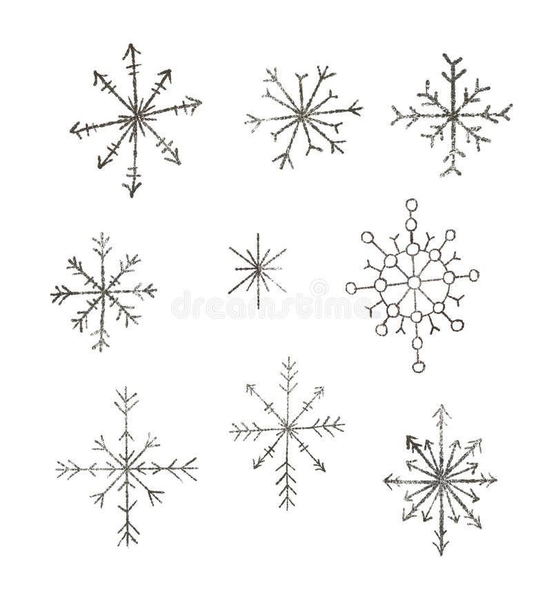 Grey Snowflakes on White Background. Stock Illustration - Illustration ...