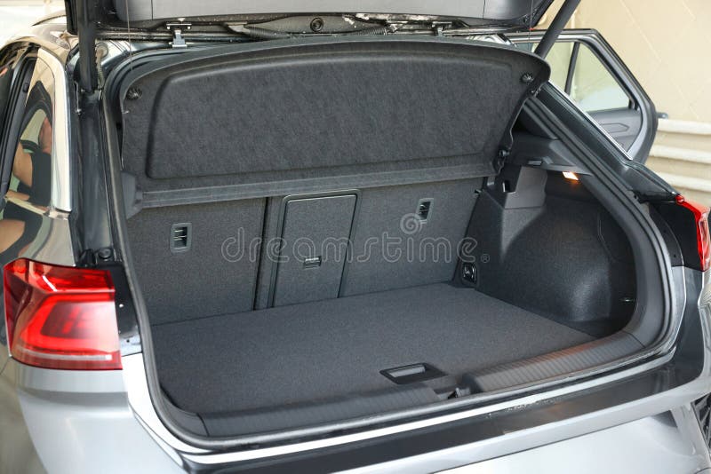 Grey Soft Car Boot Liner Mat in Trunk of Auto Stock Photo - Image of ...
