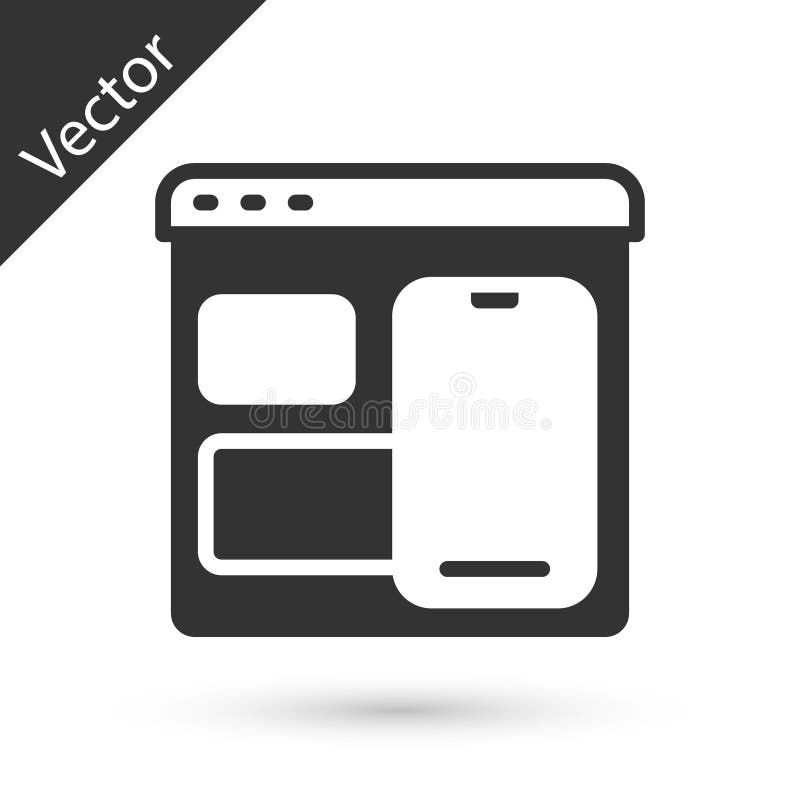 Grey Software, Web Developer Programming Code Icon Isolated on White ...