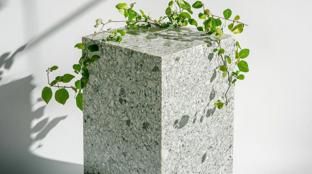 Grey Speckled Cube with Green Vine Plant Stock Illustration ...