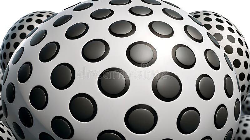 Grey Sphere with Dots Texture, Abstract 3D Shape, Modern Design Element ...