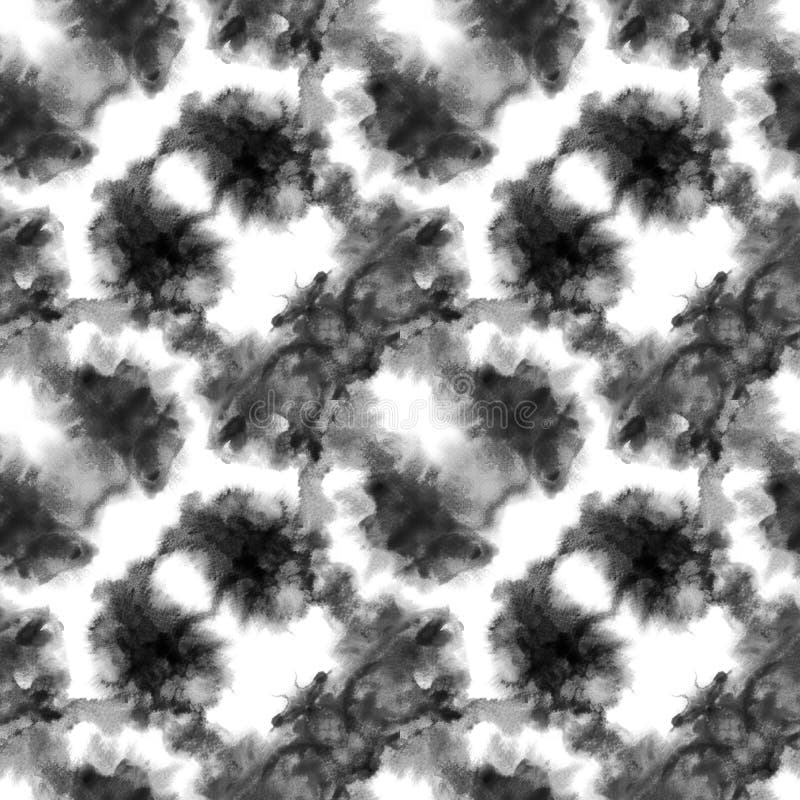 Grey Splashes Pattern. Watercolor Abstract Seamless Stock Illustration ...