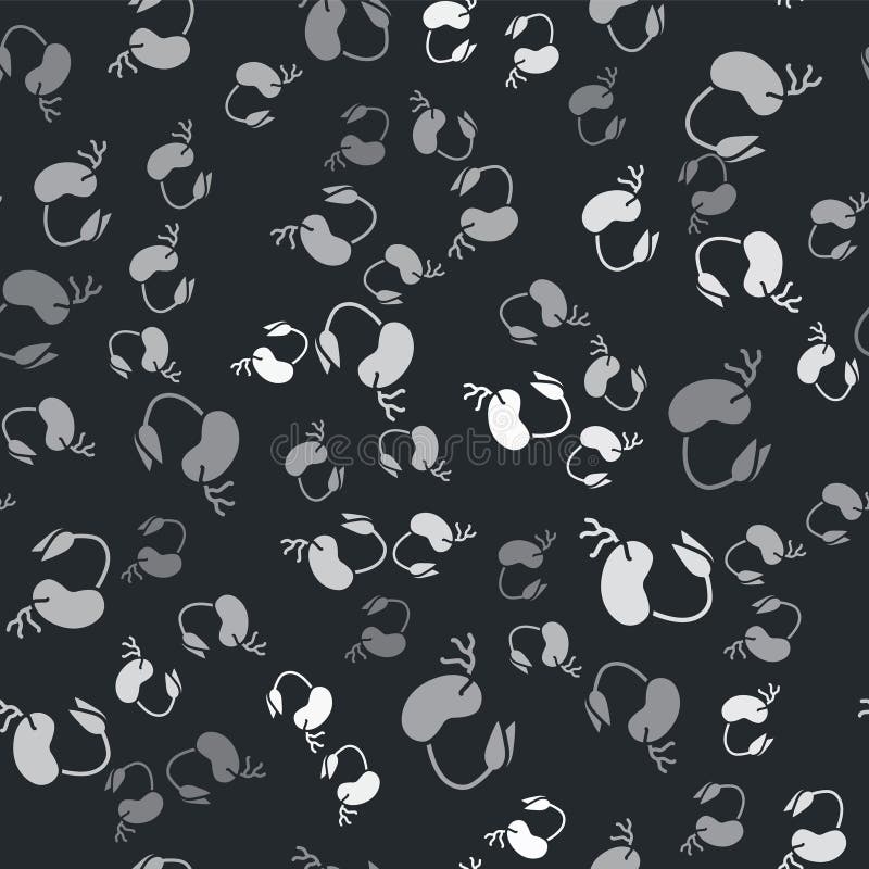 Grey Sprout Icon Isolated Seamless Pattern on Black Background. Seed ... Grey Sprout Icon Isolated Seamless Pattern on Black Background. Seed ...