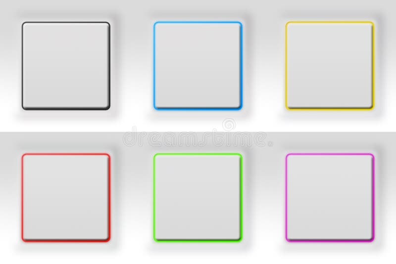 Grey square buttons set stock illustration. Illustration of neon ...