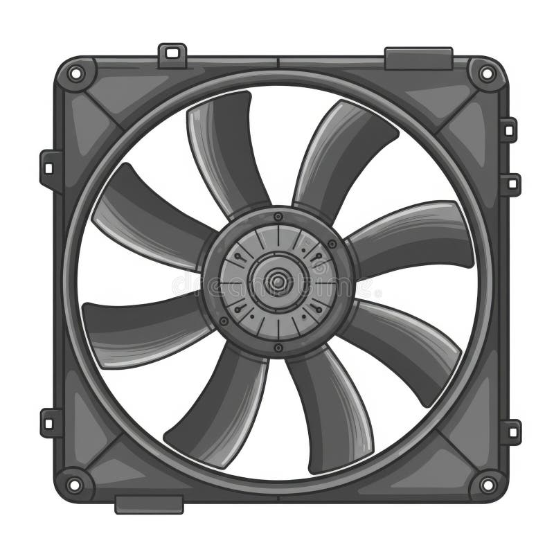 Grey Square Industrial Fan with Eight Blades Stock Illustration ...