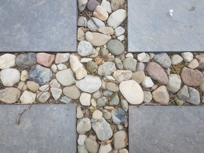 Grey Square Tile and Stones and Rocks Stock Image - Image of stone ...
