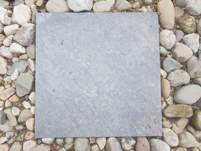 Grey Square Tile and Stones and Rocks Stock Image - Image of rock ...