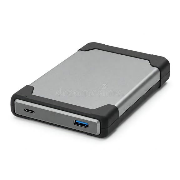 A Grey SSD External Drive with Rubber Casing Stock Illustration ...
