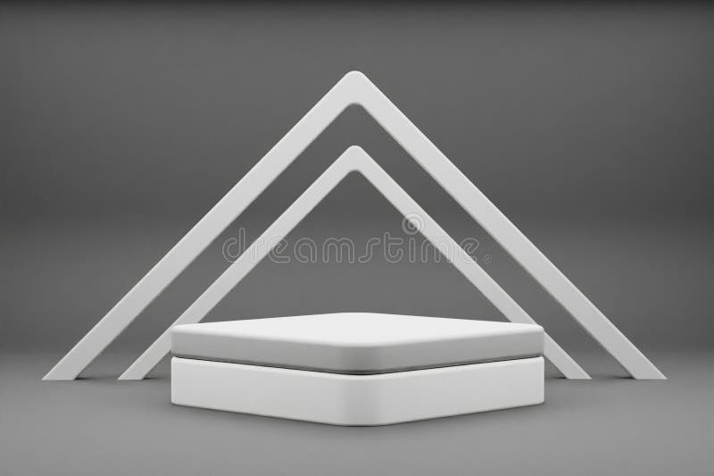 Grey Stacked Square 3d Display Podium with Triangle Lines Background ...