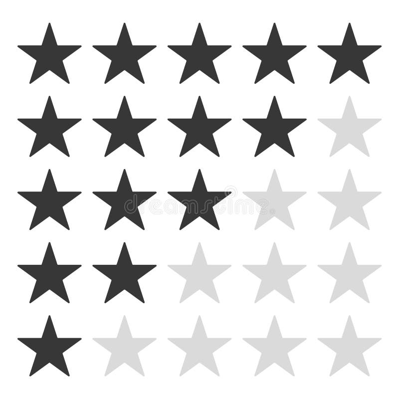 5 Grey Star Rating Icon Vector Eps10. Rating Star Vector Sign. Stock ...