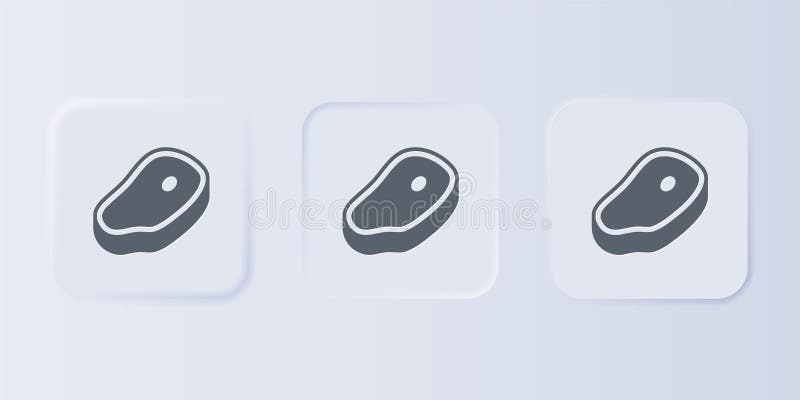 Grey Steak Meat Icon Isolated on Grey Background. Set Icons in Square ...