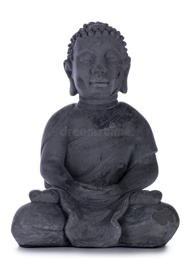 Grey Stone Buddha Statue on White Stock Photo - Image of small, stone ...