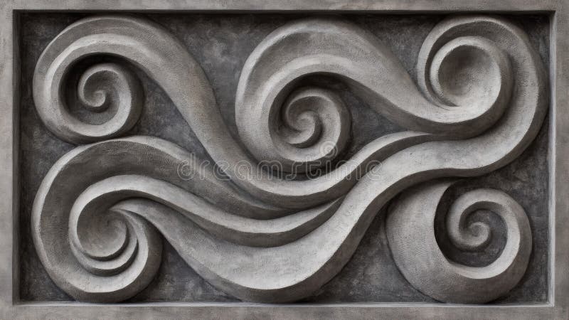 Grey Stone Carving with Swirling Wave Pattern Stock Illustration ...