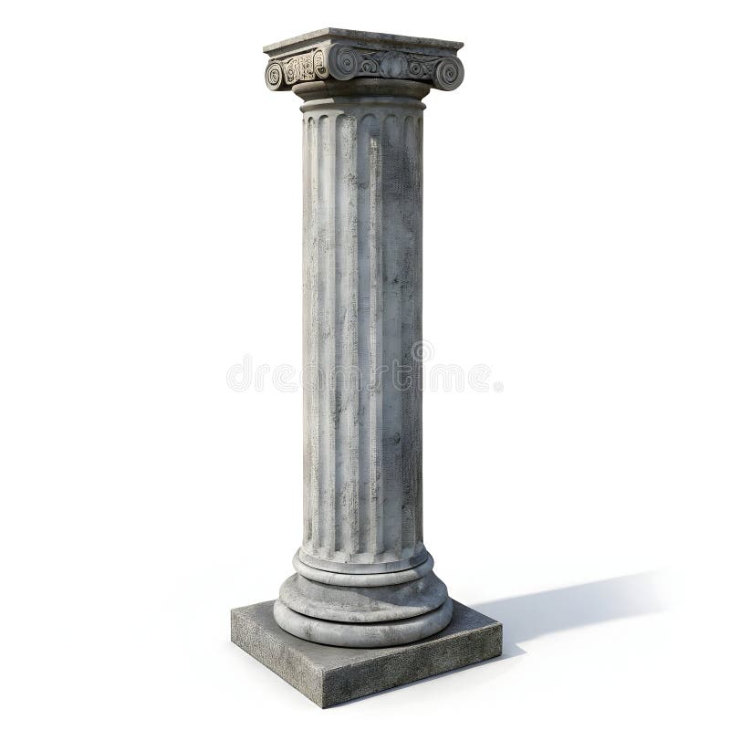 Grey Stone Column Isolated on White Background Stock Illustration ...