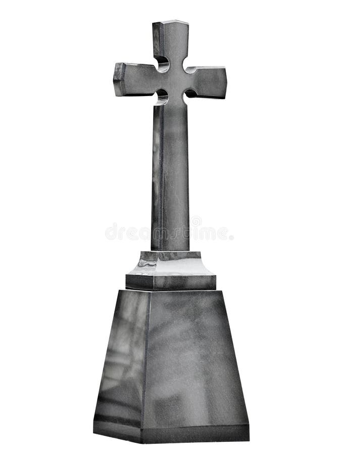 Grey Stone Cross Monument Isolated on White Stock Photo - Image of ...
