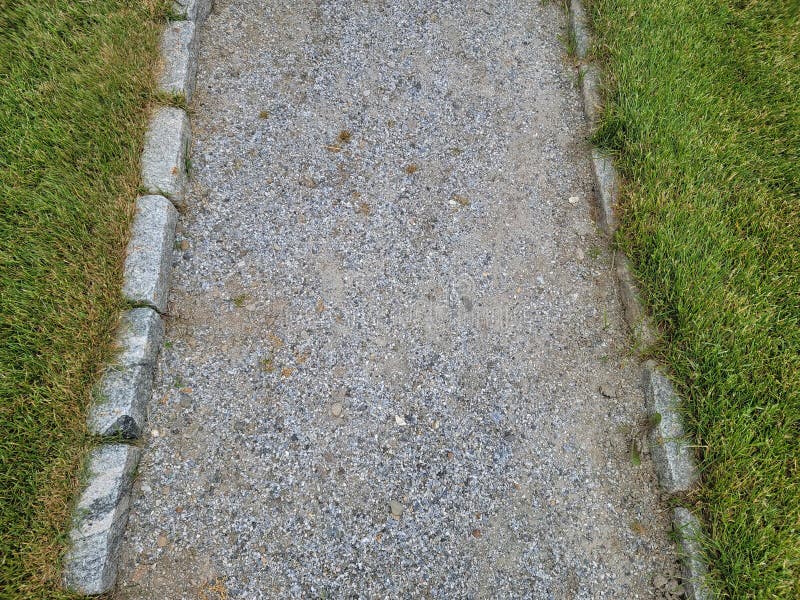 Grey Stone or Gravel Path with Green Grass or Lawn Stock Photo - Image ...
