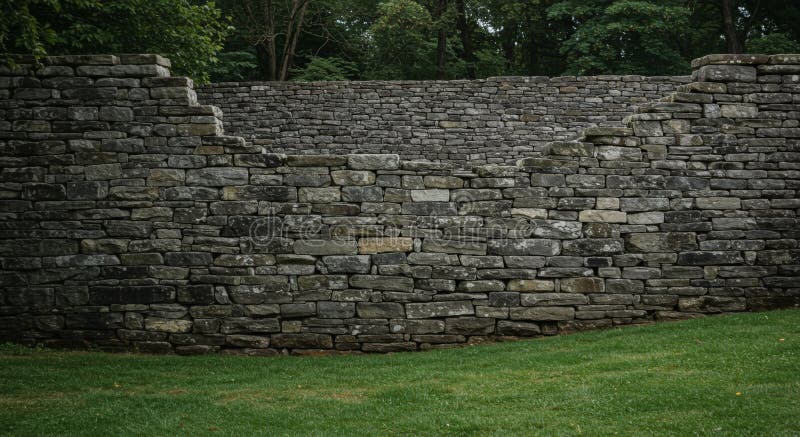 Grey Stone Wall with Green Grass Background Stock Illustration ...