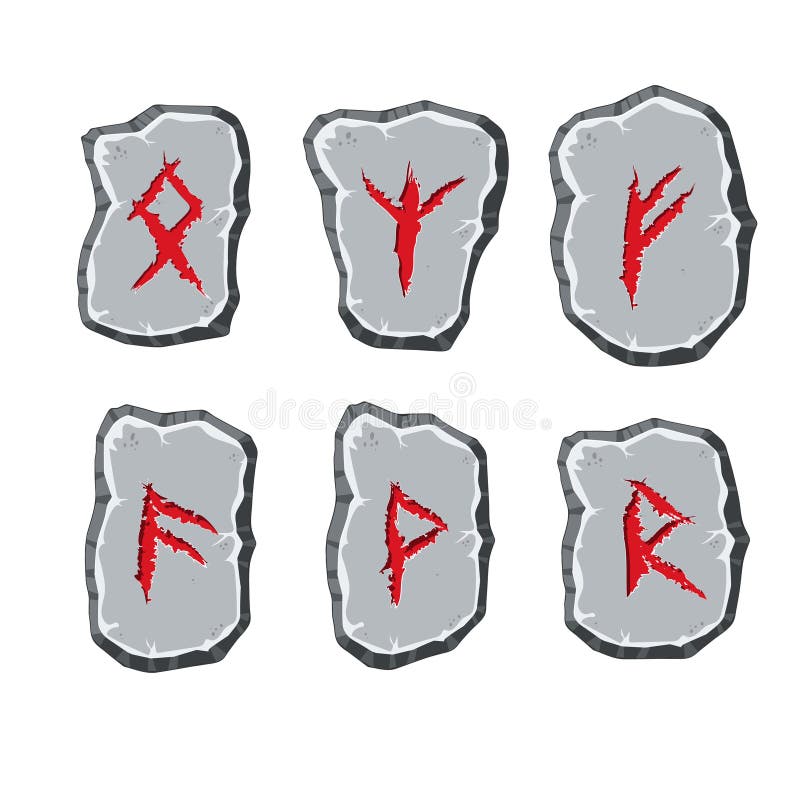 Grey stones red runic set stock vector. Illustration of structure ...