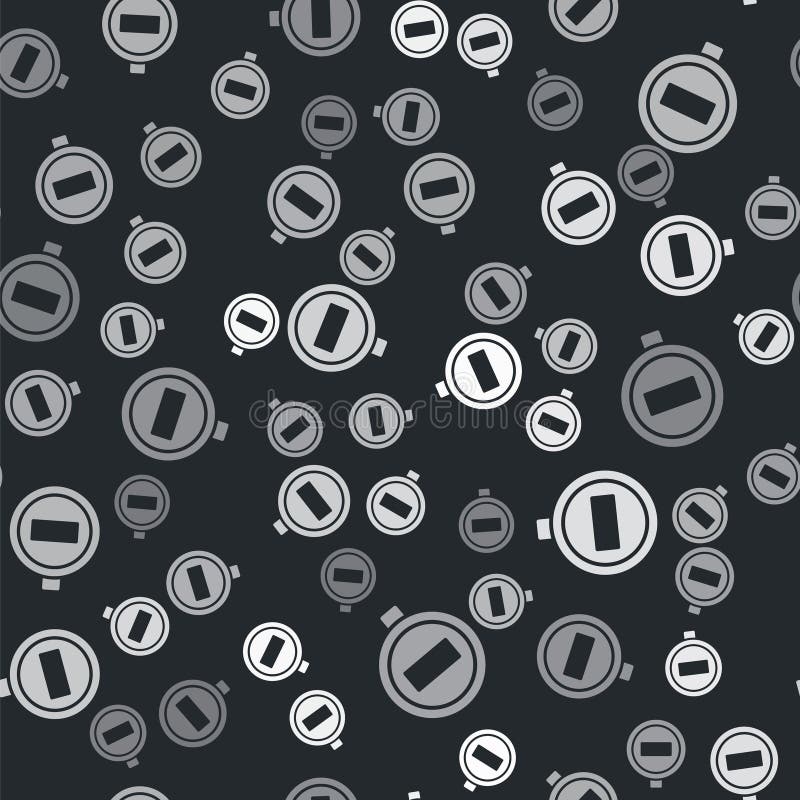 Grey Stop Sign Icon Isolated Seamless Pattern on Black Background ...