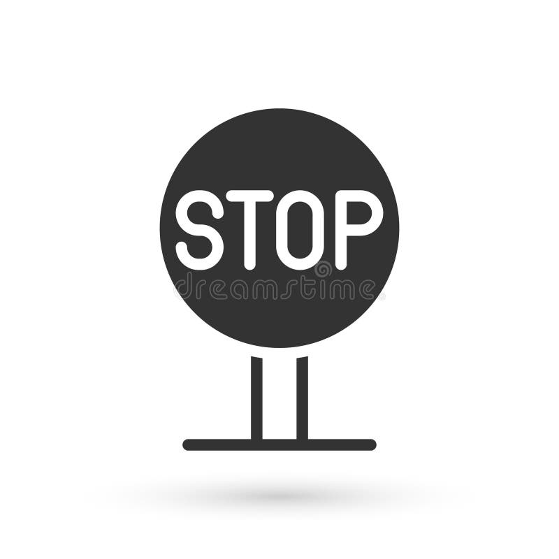 Grey Stop Sign Icon Isolated on White Background. Traffic Regulatory ...