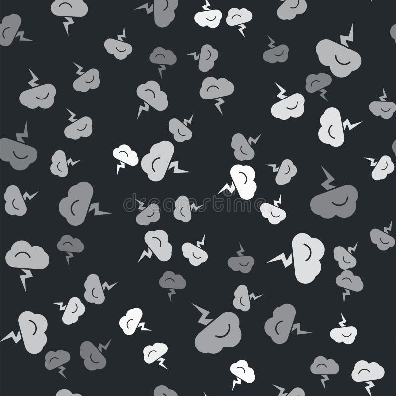 Grey Storm Icon Isolated Seamless Pattern on Black Background. Cloud ...