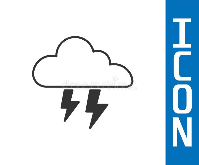 Grey Storm Icon Isolated on White Background. Cloud and Lightning Sign ...