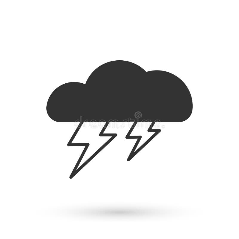 Grey Storm Icon Isolated on White Background. Cloud and Lightning Sign ...