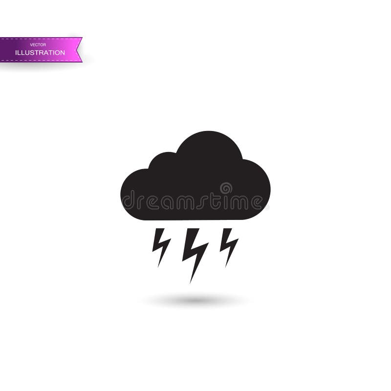 Grey Storm Icon Isolated on White Background. Cloud and Lightning Sign ...